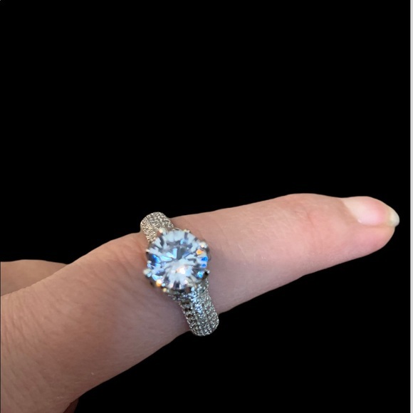 Jewelry | Pave 15 Ct Cz 925 Silver Engagement Ring | Poshmark